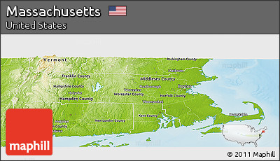Free Physical Panoramic Map of Massachusetts