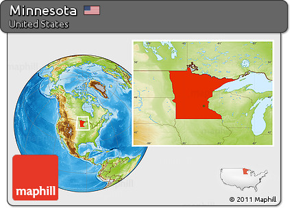 Free Physical Location Map of Minnesota