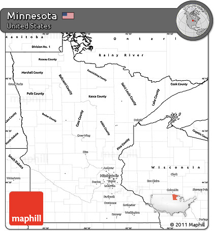 Free Blank Simple Map of Minnesota