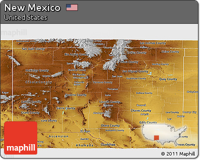 Free Physical Panoramic Map of New Mexico