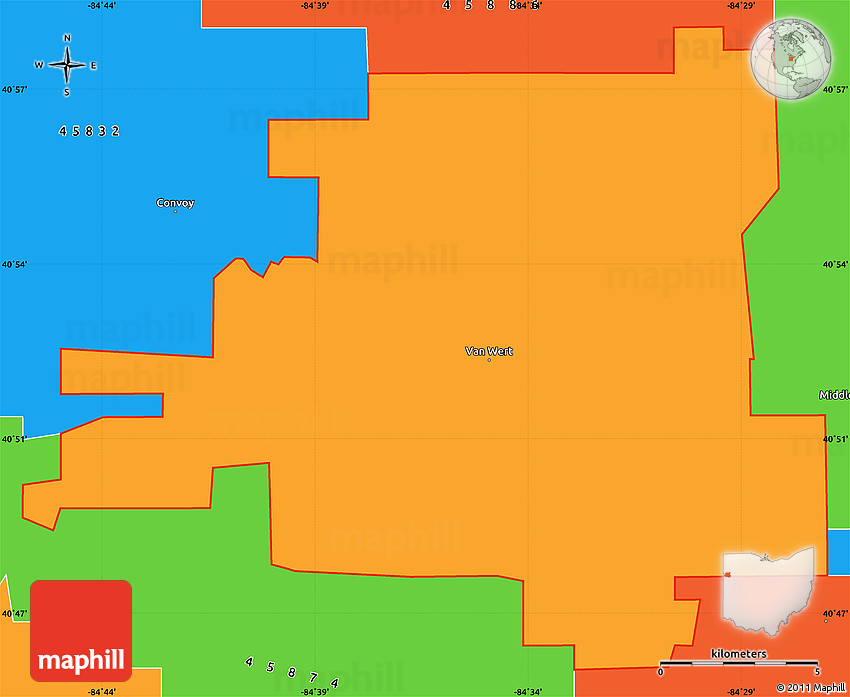 Political Simple Map of ZIP Code 45891