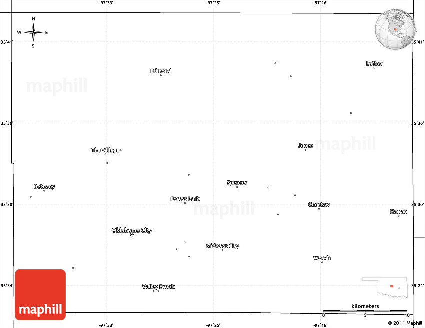 Blank Simple Map of Oklahoma County