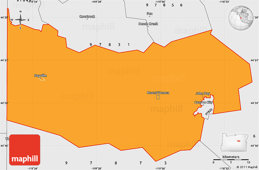 Political Simple Map Of ZIP Code 97845 Single Color Outside Borders political-simple-map-of-zip-code-97845-single-color-outside-borders