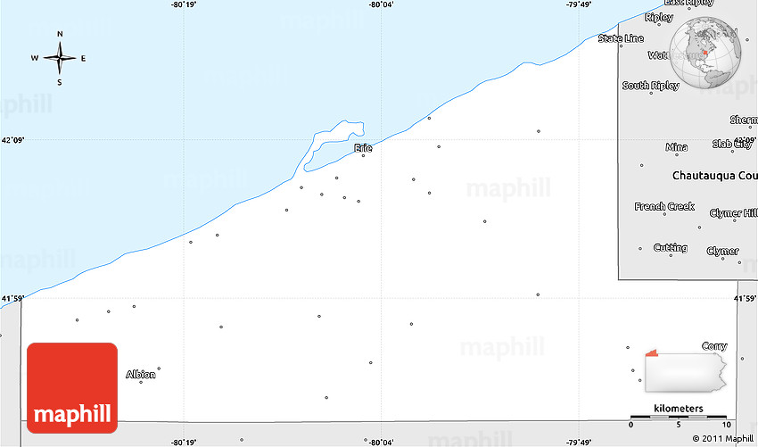 Silver Style Simple Map of Erie County