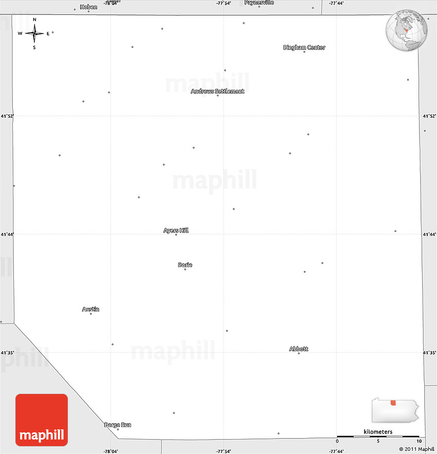 Silver Style Simple Map of Potter County