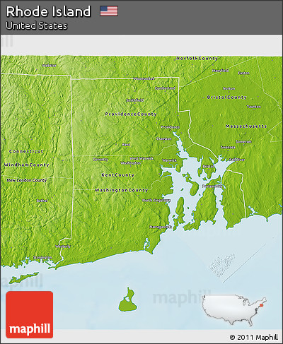 Free Physical 3D Map of Rhode Island