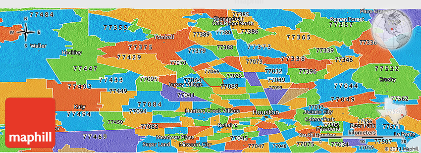 Political Panoramic Map of ZIP Code 77086