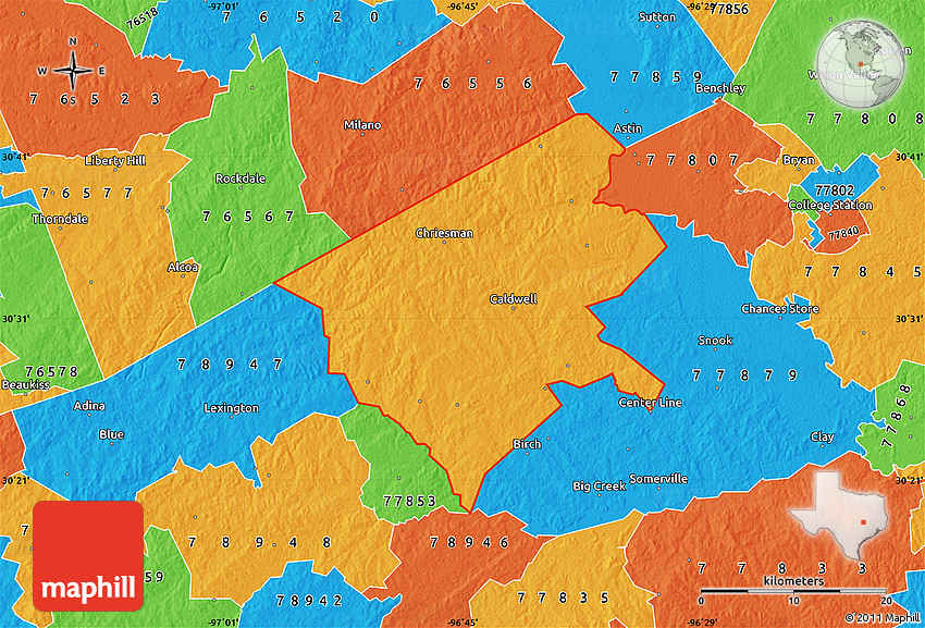Political Map of ZIP Code 77836