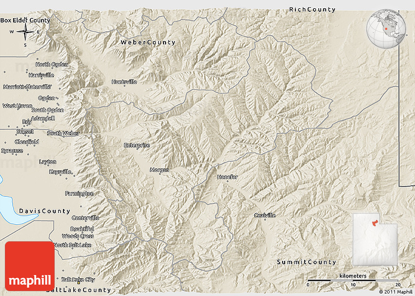 Shaded Relief 3D Map of Morgan County