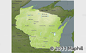 Physical 3D Map of Wisconsin, darken