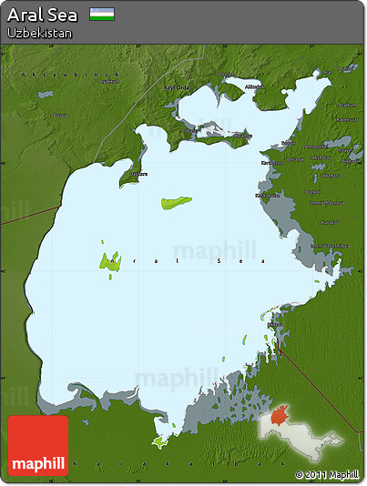 Free Physical Map of Aral Sea, darken